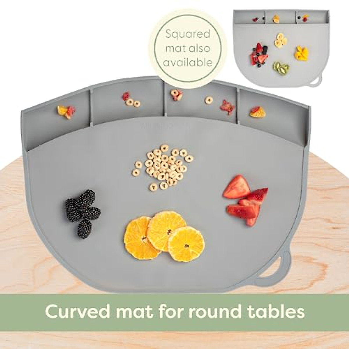UpwardBaby Food Catching Baby Placemat - Suction Silicone Placemats for Kids Babies and Toddlers - Clean Mealtimes at Home or for Restaurants - Reusable Sticky Mat for Round Table Only(Beige)