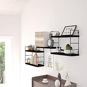 Eifiwot Floating Wall Shelves, Wooden partitions,Wall-Mounted Storage Rack, Various Combinations can be Adjusted, Suitable for Bedroom, Living Room, Office, or Any Other Space it Might fit (Black)