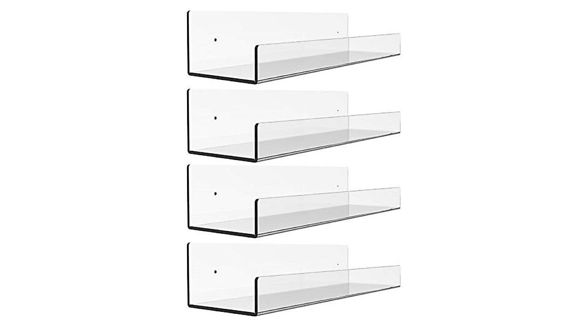 Cq Acrylic 4 Pack Floating Wall Shelves - Modern Clear Storage
