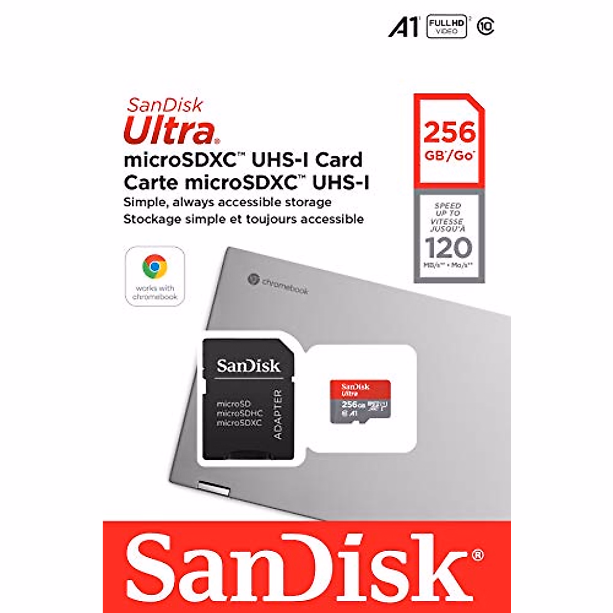 SanDisk 256GB Ultra microSD UHS-I Card for Chromebooks - Certified Works with Chromebooks - SDSQUA4-256G-GN6FA