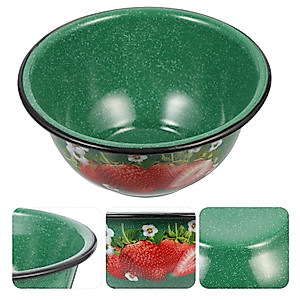 UPKOCH Enamel Bowl Vintage Mixing Bowl Soup Basin Soup Bowl Cereal Bowls Plate Round Farmhouse Enameled Bowls Enamelware for Salads Vegetables Soups Fruits Green