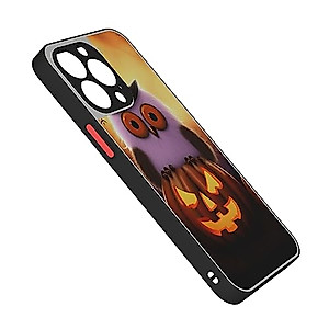 EMPYRI Cute Halloween Ghost Pumpkin Owl Printed Frosted Phone Case for iPhone 13 Pro Max-6.7 Inch, Shockproof Phone Cover with Wireless Fast Charging, Acrylic Back, Not Yellowing