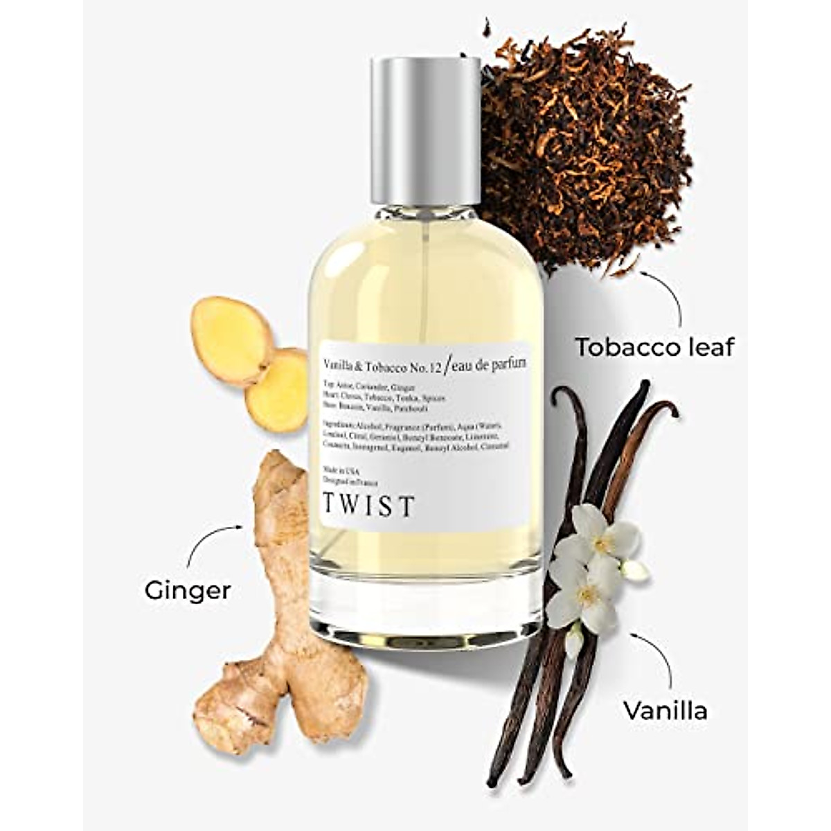 Twist Vanilla & Tobacco No.12 Inspired by TF Tobacco Vanille, Long-Lasting Perfume for Women & Men, EDP - 100 ml | 3.4 fl. oz.