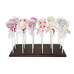 NANGOPOP Cake Pop Stand Display - 18 Hole Rustic Wood Lollipop Holder, Candy or Sucker Stand for Wedding, Baby Shower, Birthday Party - Fit 5/32" (4mm) Lollipop Sticks