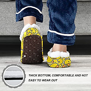Ceiurey Yellow Duck Kawaii Kids Boys Girls Slippers Soft Memory Foam Indoor Toddler House Slipper Non Slip Spa Travel Household Shoes for Winter Home Bedroom