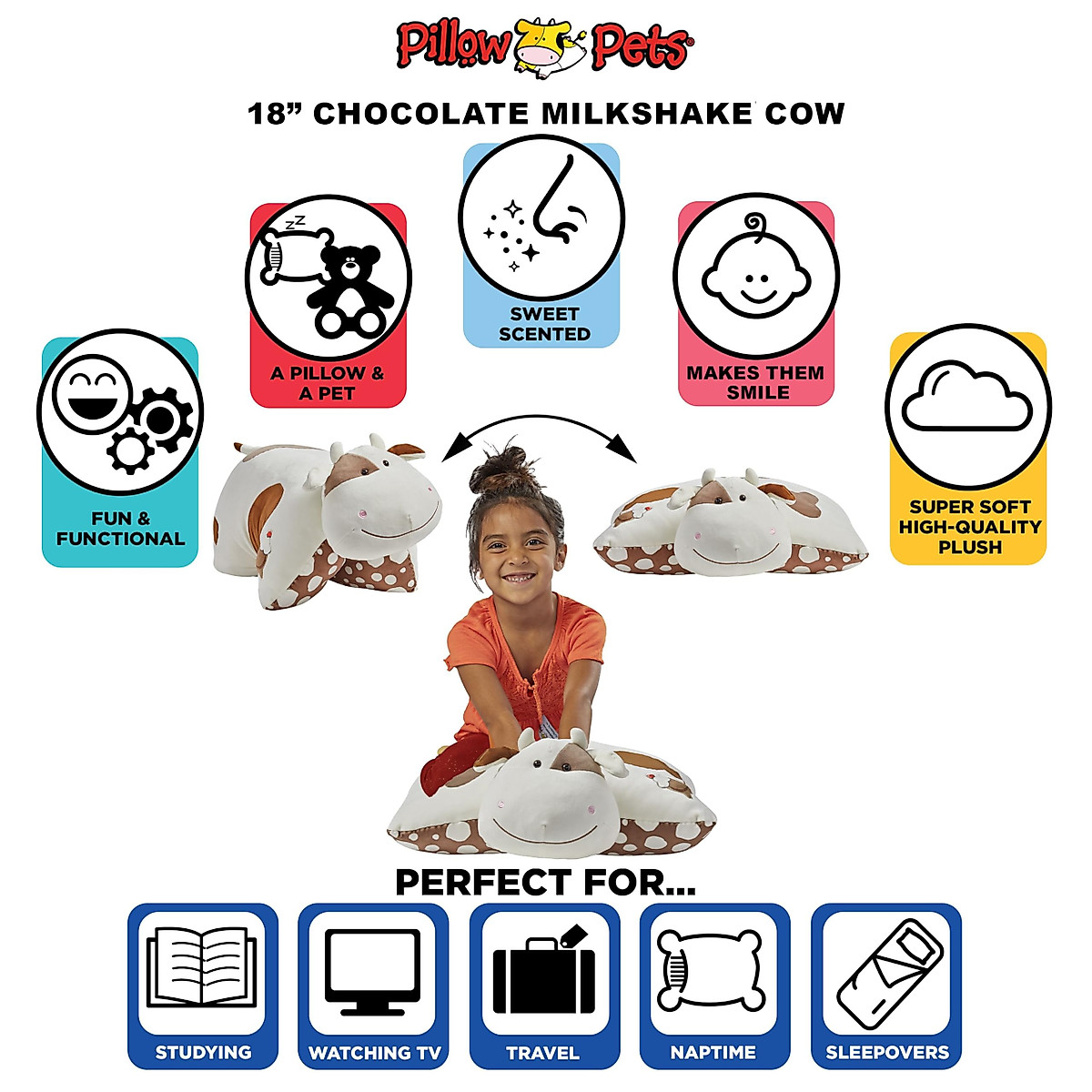 Pillow Pets - Sweet Scented Chocolate Cow Puff - Stuffed Animal - Plush