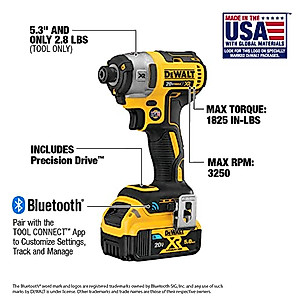 DEWALT 20V MAX* XR Impact Driver with Bluetooth Kit (DCF888P2BT)