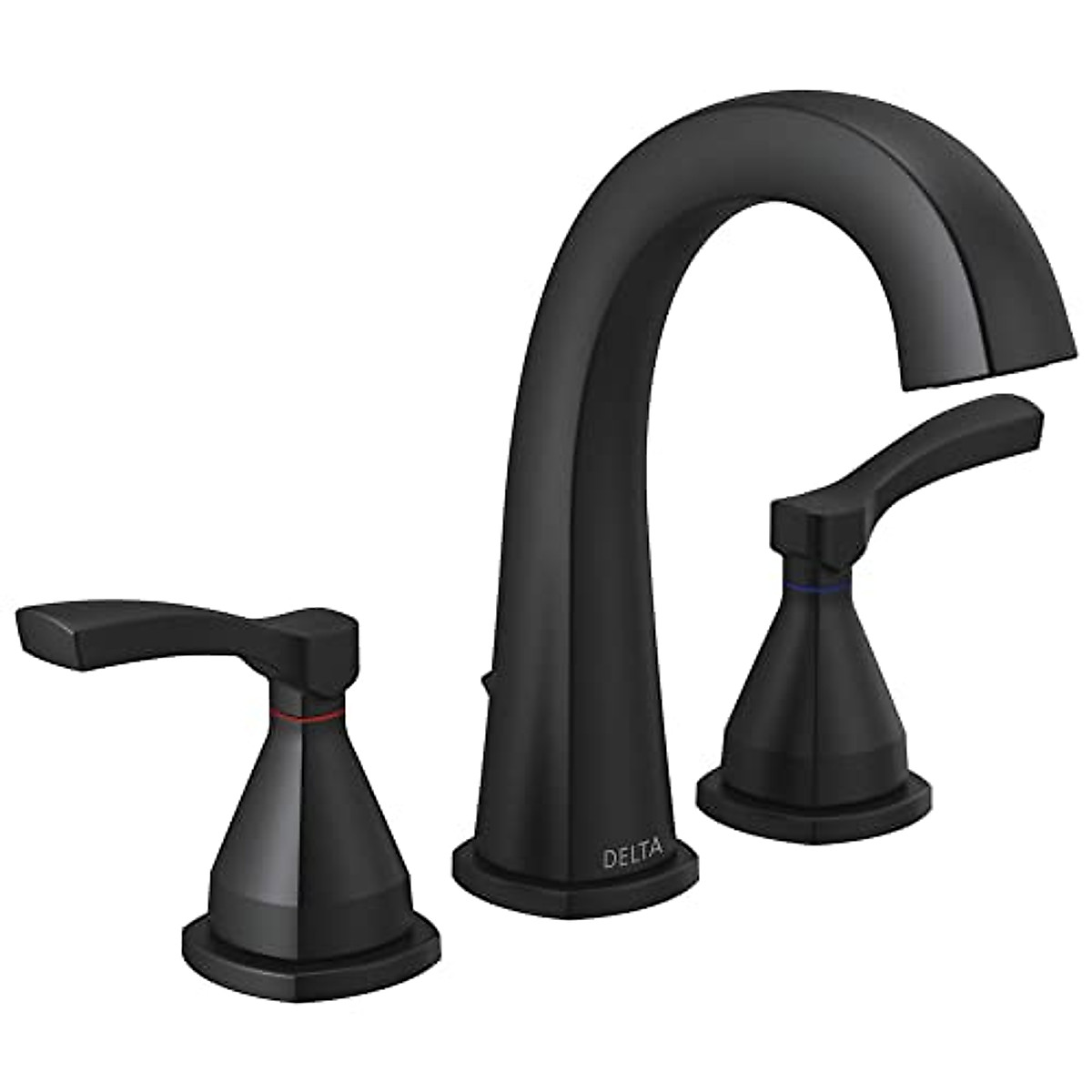 Delta Faucet Stryke Widespread Bathroom Faucet 3 Hole, Matte Black Bathroom Faucet Black, Bathroom Sink Faucet, DIAMOND Seal Technology, Metal Drain Assembly, Matte Black 35775-BLMPU-DST