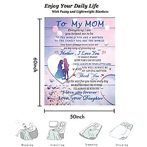 Mom Gifts from Daughter, Mothers Day Blanket Gifts for Mom, Mom Birthday Gifts from Daughter, Soft & Cozy Flannel Throw Blanket Gift for Mom, Mom Blanket 60"x50"
