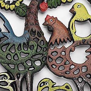 Sumnacon 2Pcs Round Cast Iron Trivets - 8 Inch Heat Resistant Iron Trivets for Hot Dish Pot Pan Plate Teapot, Rustic Metal Hot Dish Plate Holder for Kitchen Dining Table Countertop Cooktop