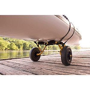 Suspenz Stowable Kayak Carrier Cart, SK Trailer Cart with Airless Wheels and Straps, Yellow, (22-1166)