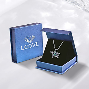 LOOVE 925 Sterling Silver Turtle Necklace for Women Small Abalone Shell Sea Turtle Pendant Ocean Animal Jewelry