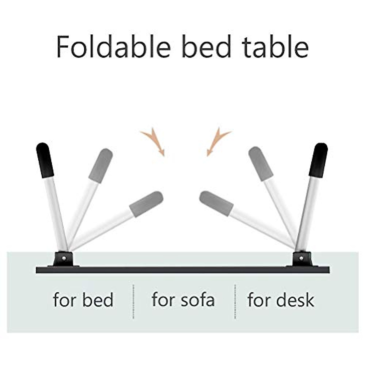 Widousy Laptop Bed Table, Breakfast Tray with Foldable Legs, Portable Lap Standing Desk, Notebook Stand Reading Holder for Couch Sofa Floor Kids - Standard Size（White）