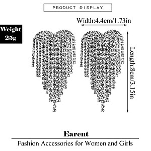 Earent Tassel Rhinestone Earrings Jewelry Silver Sparkly Dangling Fringe Earring Long Chandelier Wedding Prom Earring for Women