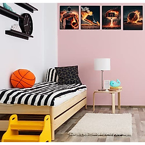 Basketball Wall Art Prints Basketball Stars Wall Art Set of 4 Unframed (8''x10'') Basketball Room Decor Basketball Wall Decor Basketball Boys Bedroom Decor Basketball Wall Art Sports Poster Basketball Man Cave Decor