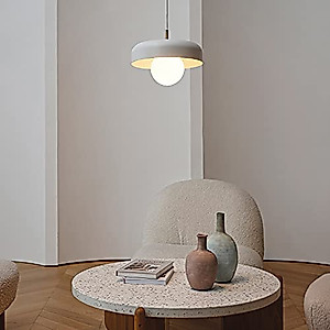 Globe Electric 60403 Jackie 1-Light Pendant, Matte White, Matte Brass Accents, White Cloth Cord