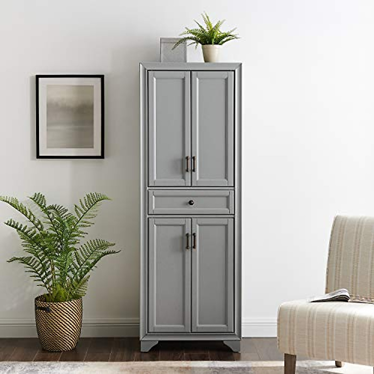 Crosley Furniture Tara Pantry, Distressed Gray