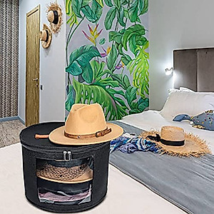 Hat Boxes for Women Storage Hat Box Travel Case Foldable Hat Storage Box with Lids Hat Organizer Cowboy Hat Holder Hat Storage for Various Types of Hats Toys,Black