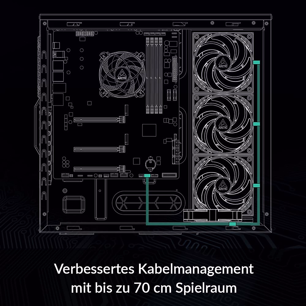 ARCTIC 4-Pin PWM Fan Splitter Cable - PST Extension-Cable for 4 Case Fans, PC Fans, PWM Splitter Cable, Multi-Fan Connector, Fan Splitter, Extension Cable, Y-Splitter, Adapter - Black