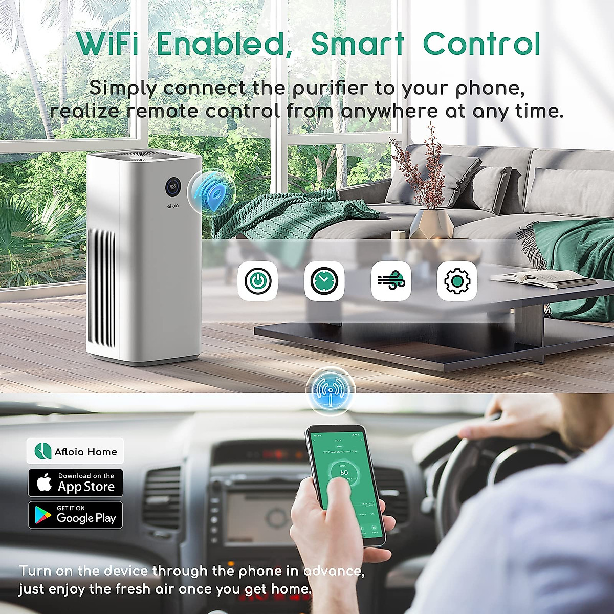 Afloia Smart Air Purifiers for Home Large Room Up to 3576 sq. Ft, Auto Air Filter WiFi Alexa Remote Control, Quiet Air Cleaner with PM2.5 Monitor for 99.99% Allergies, Smoke, Dust, Pollen