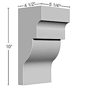 Ekena Millwork BKT05X04X10WG 5 1/4-Inch W x 4 1/2-Inch D x 10-Inch H Wigan Bracket