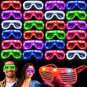 30 Pack LED Glasses Light Up Patriotic Party Glasses Glow in The Dark Party Supplies Rave Shutter Shades Glow Sticks Glasses Sunglasses Neon Party Favors Kids/Adult 4th of July Memorial Day Decoration