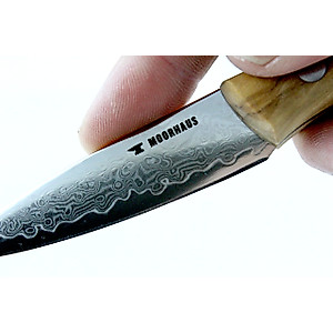 Moorhaus Paring Knife - Japanese VG10 Steel Core Stainless Damascus Blade - Kitchen Chef Knives
