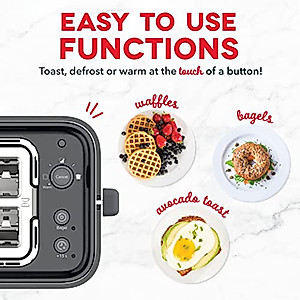 Dash SmartStore™ 2-Slice Wide-Slot Stainless Steel Toaster with Storage Lid - for Bagels, Specialty Breads & other Baked Goods, Black