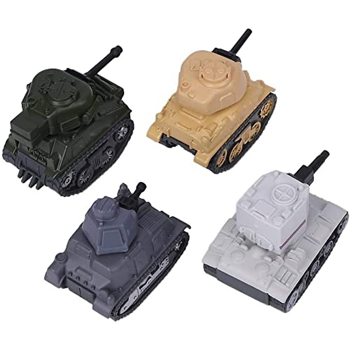 Ai-Fun 4PCS Mini Tank Pull Back Tank Model Toy Military Toy Vehicle for Kids (Solid Color)