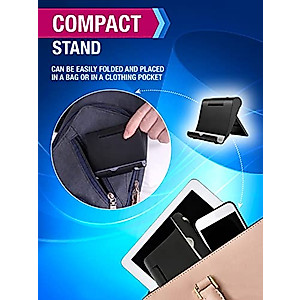 Cell Phone Stand Portable Compact : Cradle, Smartphone Holder, Small Tablet Stand for Office Desk - Black