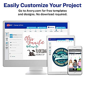 Avery Printable T-Shirt Transfers, for Use On Dark Fabrics, Inkjet, 30 Paper Transfers (3279)