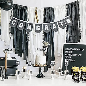 KOWLOON Graduation Popcorn Boxes School Grad Party Favor Popcorn Treat Boxes 24 Pieces, Black