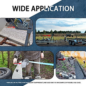 TYT 1200LB Boat Trailer Winch Strap Winch with Blue 26FT Rope, Hand Crank Winch with Hook, High Carbon Steel Dual Ratchet Gear Manual Winch for Towing Pulley Boat Trailer Truck RV Jet Ski Marine Winch