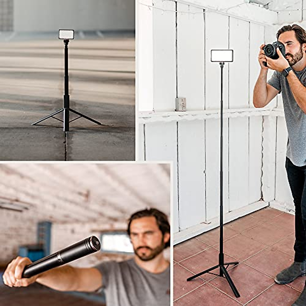 Lume Cube Adjustable 5ft Light Stand Tripod | Height 2ft to 5ft | Stand for Lights, Webcams, Cameras, Adjustable Height, 360º Rotating Mount, Aluminum Lightweight, for Content & Video