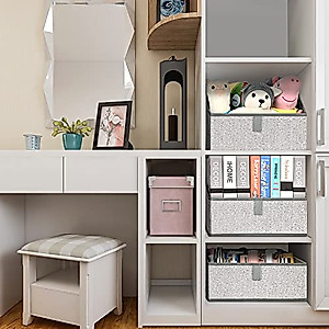 DIMJ 6 Pack Trapezoid Storage Bins Basket for Closet Storage, Fabric Baskets for Closet Shelves, Foldable Storage Cube for Toys, DVDs, Books, Blended