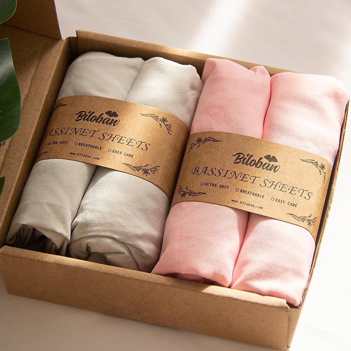 Baby Bassinet Sheets 4 Pack Compatible with UPPAbaby Bassinet, Chicco LullaGo Anywhere Portable Bassinet and Graco DreamMore Bedside, Ultra Soft & Skin-Friendly, Grey and Pink