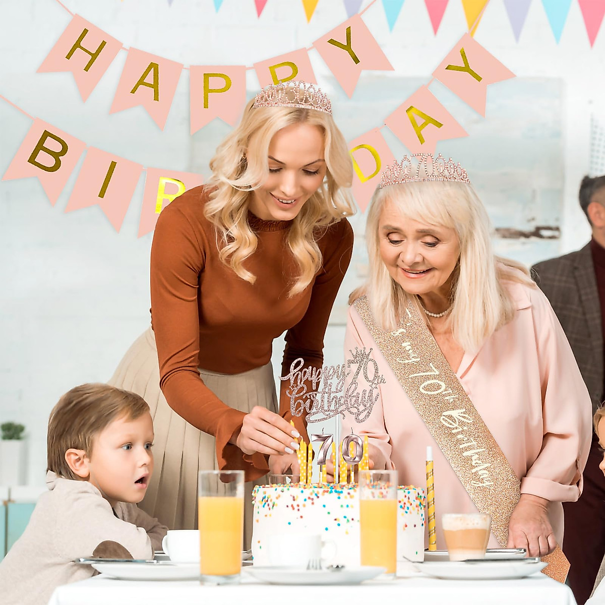 18th Birthday Decorations for Girls, Including 18th Birthday Tiara and Sash, Happy Birthday Banner, Happy Birthday Cake Toppers, Number Candles and Balloons Set, 18th Birthday Gifts for Girls