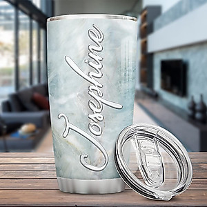 Wassmin Personalized Tumbler Stainless Steel Cup With Lid Custom Name 20oz 30oz Marble Double Wall Vacuumed Insulated Tumblers Travel Coffee Mug Birthday Christmas Gifts For Men Women