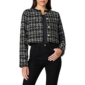 The Drop Women's Aida Cropped Boucle Jacket Black, XXL, Plus Size