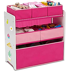 Delta Children Design and Store 6 Bin Toy Organizer, White/Pink