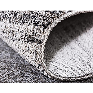 Unique Loom Del Mar Collection Area Rug-Transitional Inspired with Modern Contemporary Design, 6' 0 x 6' 0 Round, Light Gray/Beige