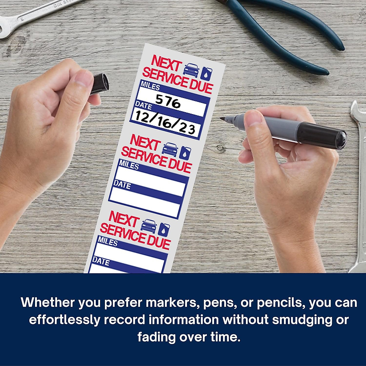 PERFORMORE 2” x 2” Oil Change Stickers, 300 Sitckers Per Roll, Auto Service Reminder Sticker Roll, Next Service Due Sticker Labels, Removable Vinyl Stickers for Cars Windows Windshield (1 Roll) (1)