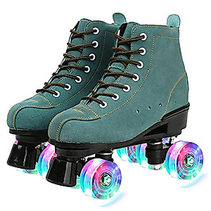 Comeon Classic Women Roller Skates,Unisex High-top 4 Wheel Roller Skates Double Row Roller Skates for Boys and Girls