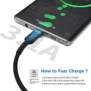 6FT USB-C to USB-C Charging Cable, 2-Pack USB 2.0 Type C to Type C Cable 60W/3A Fast Charging C to C Charger Cord Compatible with Samsung Galaxy S22 Ultra Google Pixel 6 iPad Pro, USBC to USBC Cable