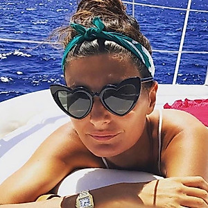 YOSHYA Clout Goggle Heart Sunglasses Vintage Cat Eye Mod Style Retro Kurt Cobain Glasses (White Grey)