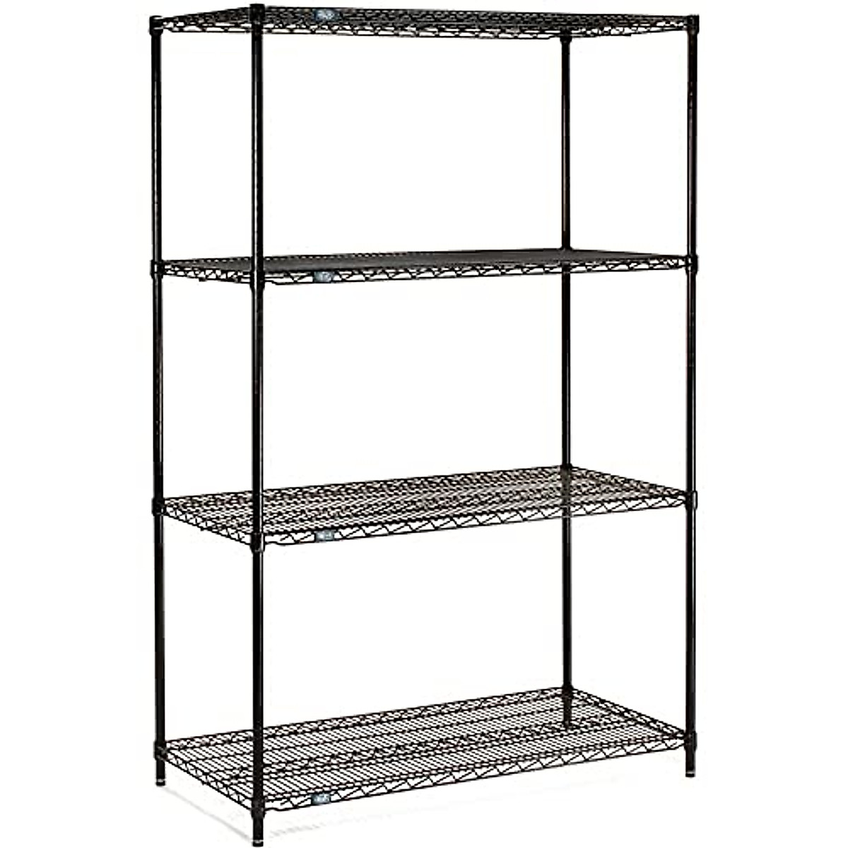 Nexel 18" x 42" x 74", 4 Tier Adjustable Wire Shelving Unit, NSF Listed Commercial Storage Rack, Black Epoxy Finish, leveling feet