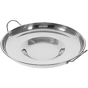 BESTonZON Stainless Steel Comal Concave Pan Stir Fry Pan Non-Stick Pancake Pan Egg Skillet for Kitchen Restaurant Outdoor Silver 36CM