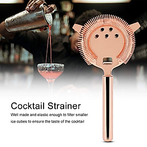 Cocktail Strainer, Rose Gold Stainless Steel Martini Drink Strainer Ice Filter for Professional Bartenders and Mixologists