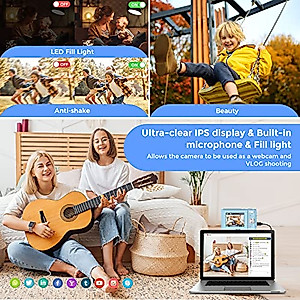 Digital Camera, RUAHETIL Autofocus FHD 1080P 48MP Kids Vlogging Camera with 32GB Memory Card, 2 Charging Modes 16X Zoom Compact Camera Point and Shoot Camera for Kids Teens (Light Blue)