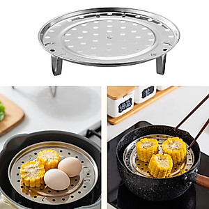 Round Stainless Steel Steamer Rack, Thicken 8.5" 9.33" 10.11" Inch Diameter Canner Steaming Rack Stand Cooking Ware Food Vegetable Steam Tray for Pressure Cooker Pot (3 Pack)